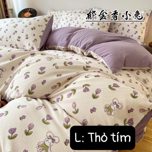 Đũi Line Thỏ Tím - DORRY HOME